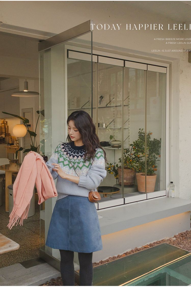 112202 羊毛 領口滿版花花針織上衣 - iAnn