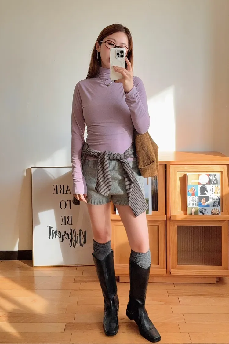 【12G07-AE 韓國細坑條羊毛長襪】共六色 - Becca Select