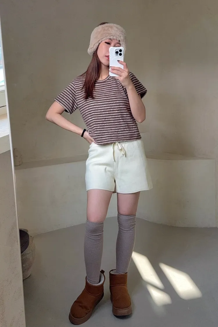 【12G07-AE 韓國細坑條羊毛長襪】共六色 - Becca Select