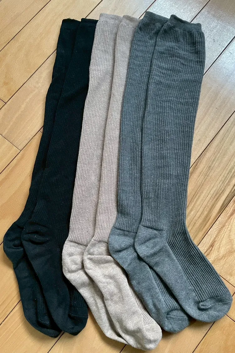 【12G07-AE 韓國細坑條羊毛長襪】共六色 - Becca Select