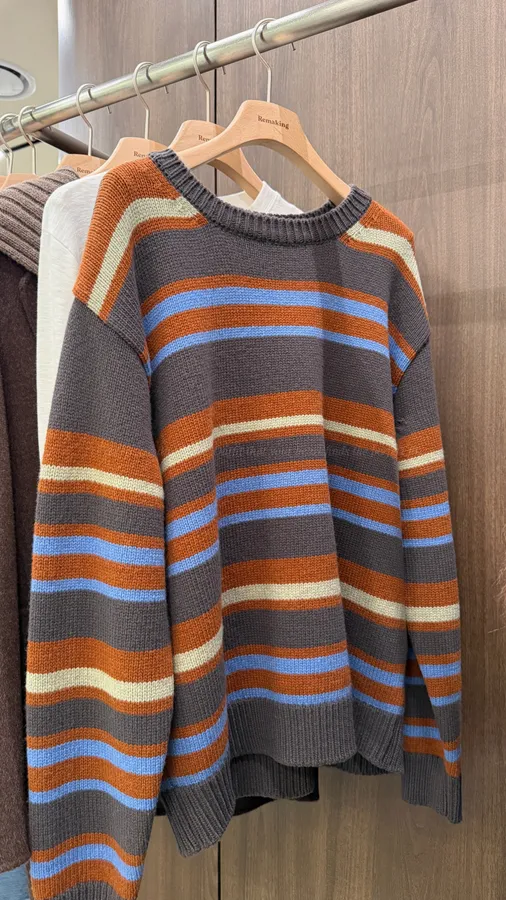 G852 55%羊毛特殊配色條紋上衣(注意💡限直播+1得標者入單,直接購買請洽客服) - FLOSSY