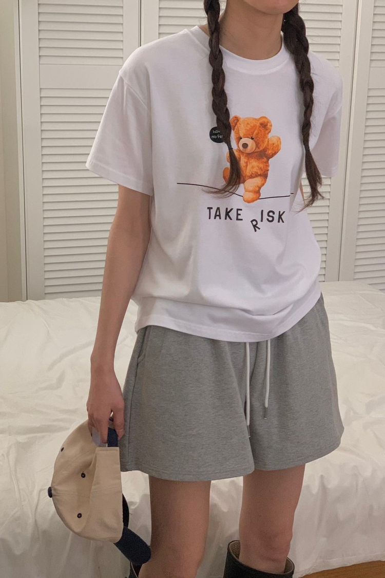 AP239推薦款勇敢熊熊take risk踢恤 - lavida官網-韓國連線代購