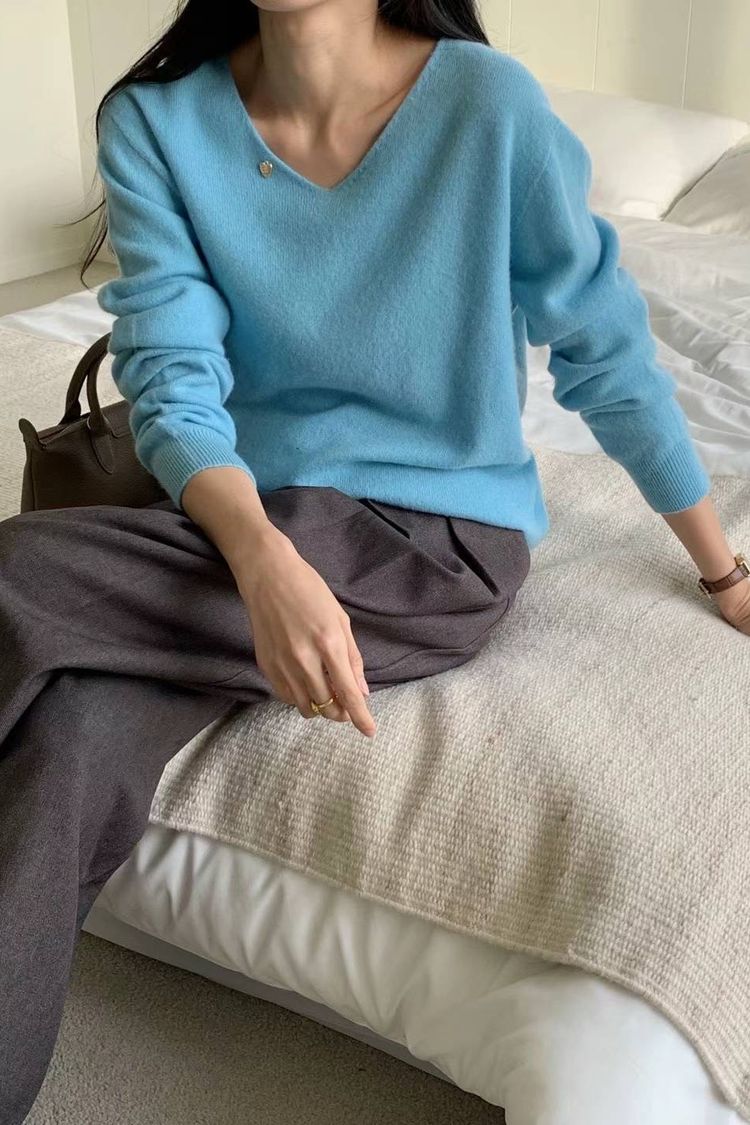 LV124許願款15色V領針織上衣(號碼分色) - lavida官網-韓國連線代購