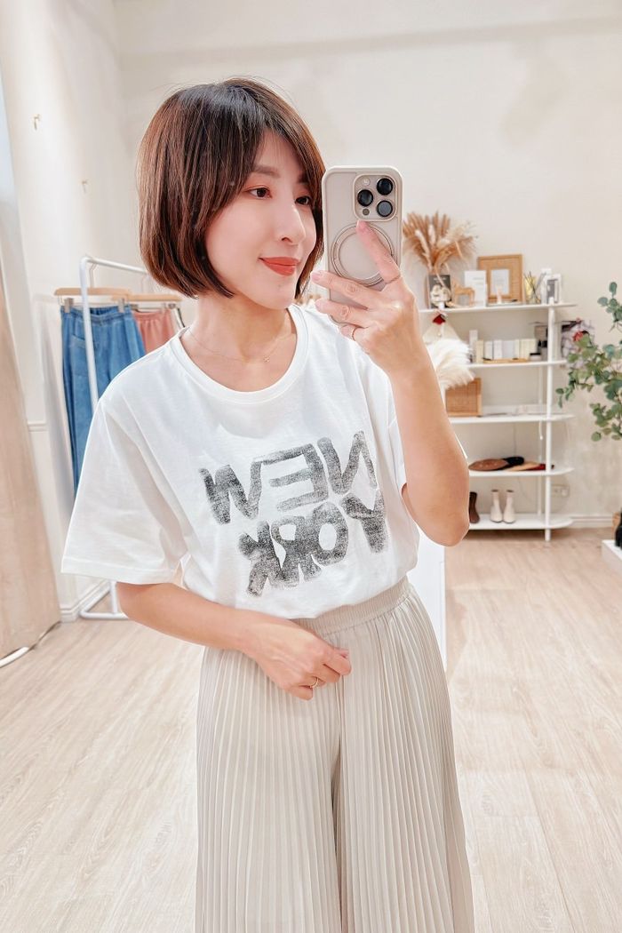 正韓 New York純棉字母T 2色 - Minieve 正韓精選女裝・首爾空運直送