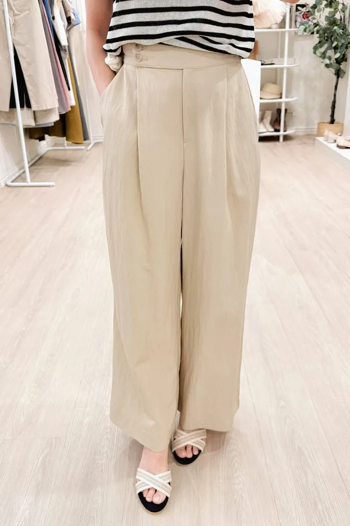 正韓 側雙扣打褶寬褲 3色 - Minieve 正韓精選女裝・首爾空運直送