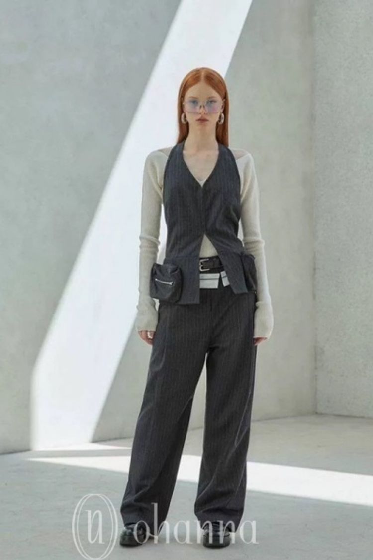 Q031直紋褲頭造型西裝褲 - ohanna